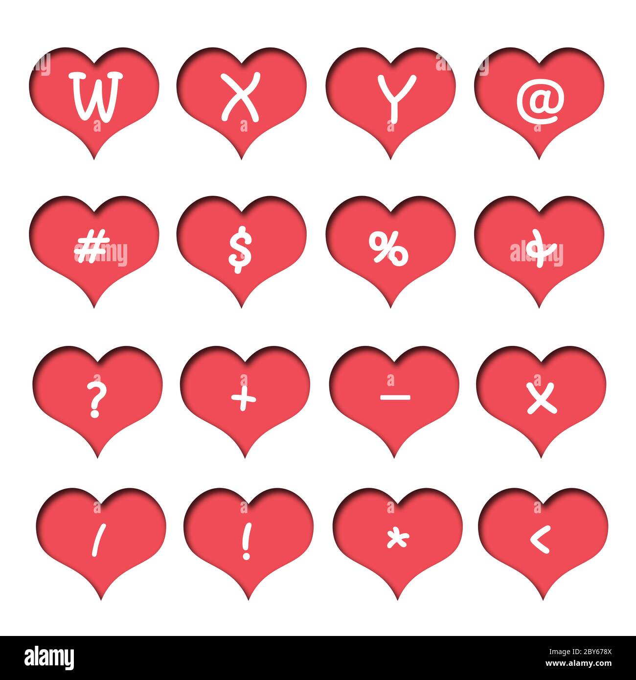 Number alphabet of hearts Stock Photo - Alamy