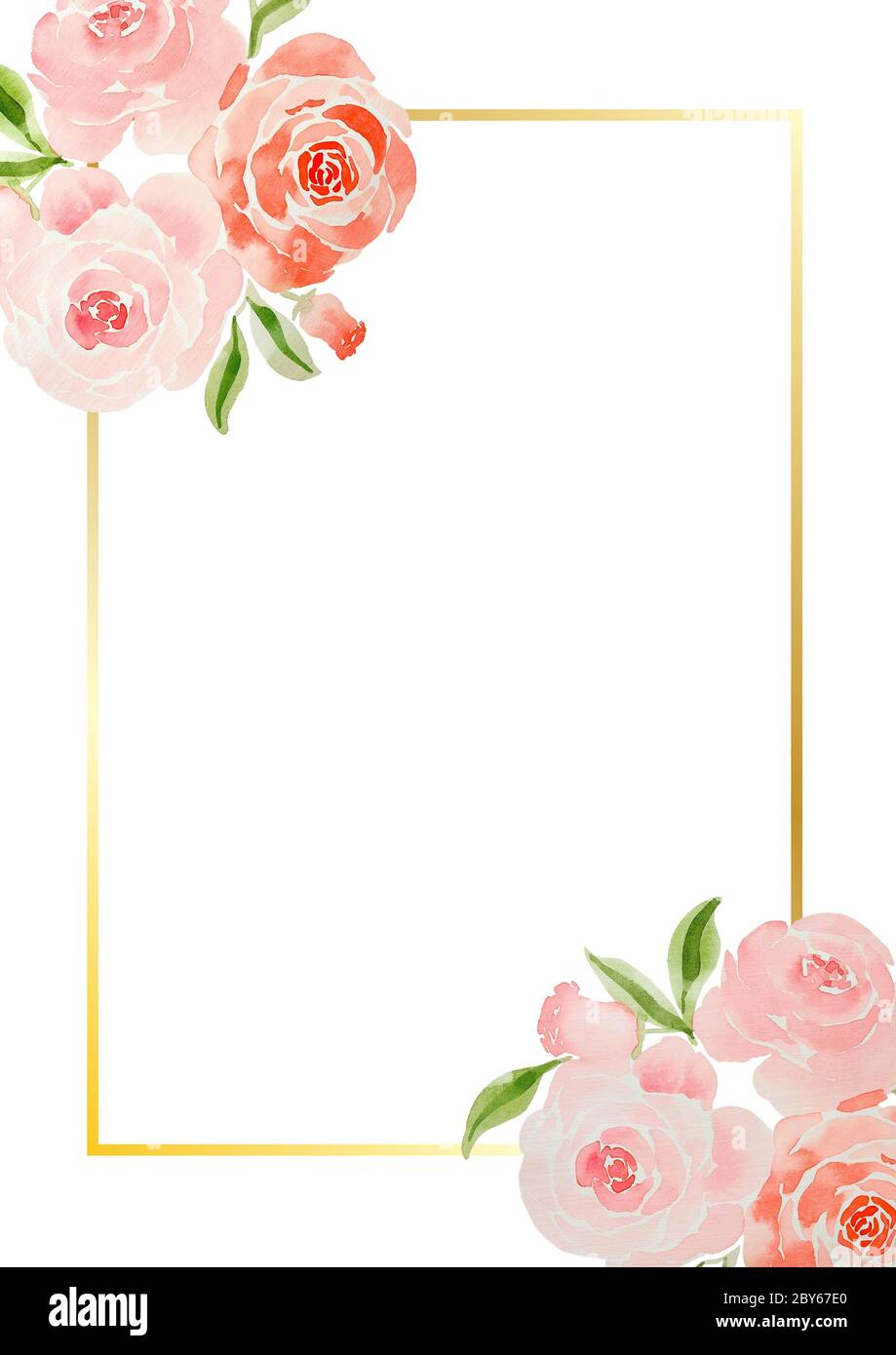 A beautiful rectangular blank for a card with careless watercolor pink ...