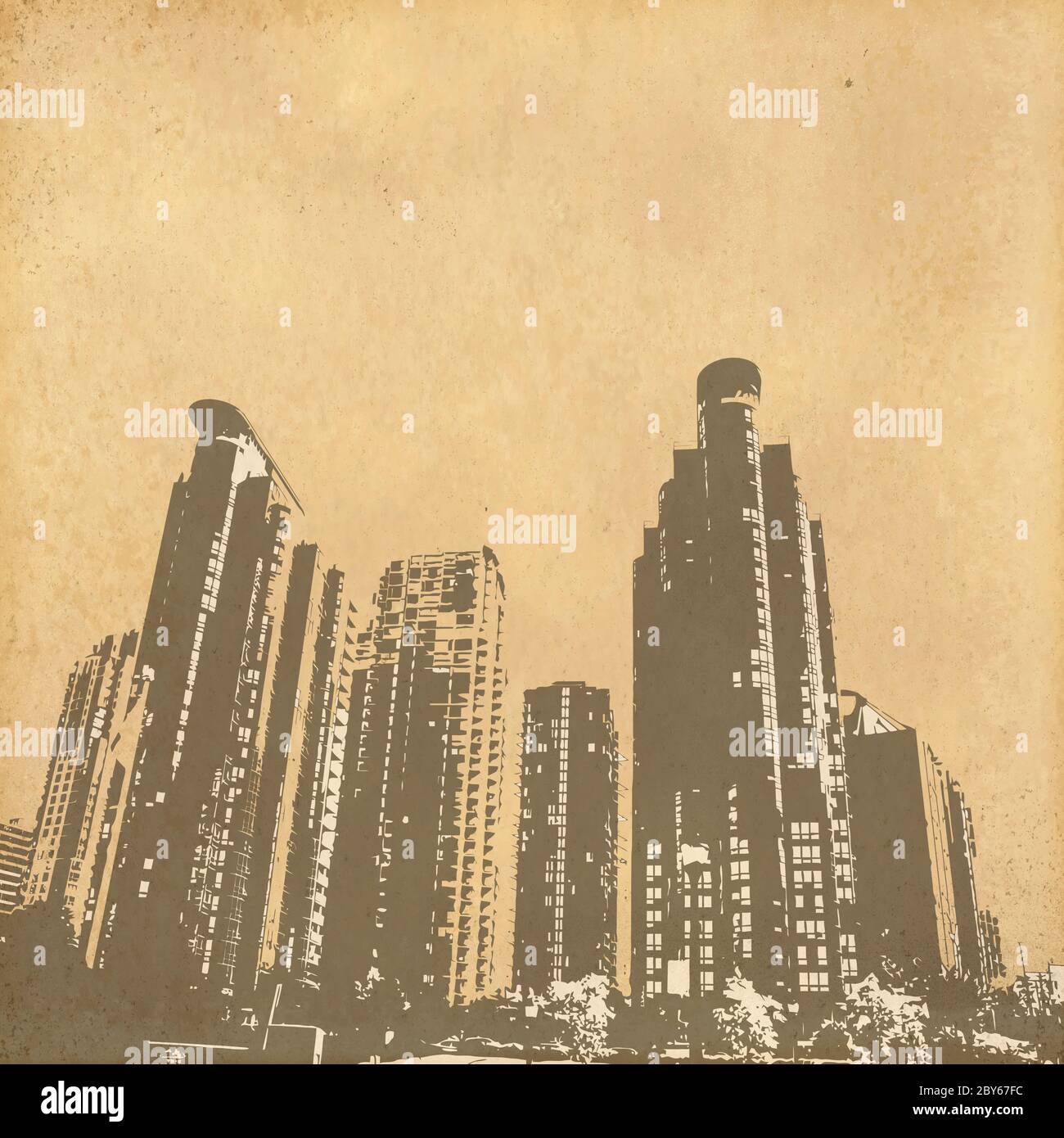 grunge image of cityscape from old paper Stock Photo - Alamy