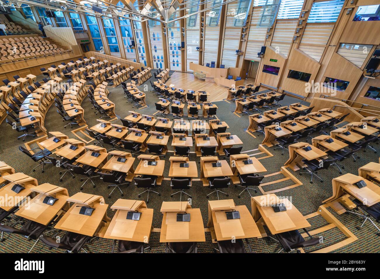 Interior of Scottish Parliament Building in Holyrood area of Edinburgh ...