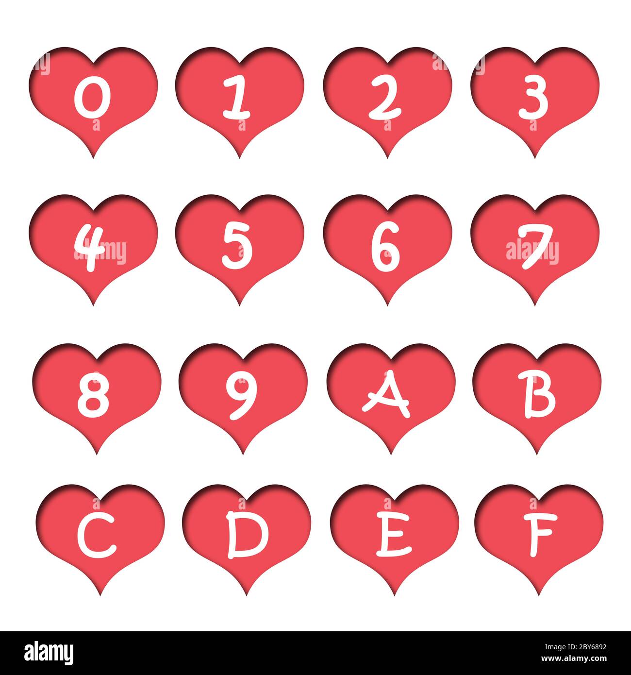 Number alphabet of hearts Stock Photo - Alamy