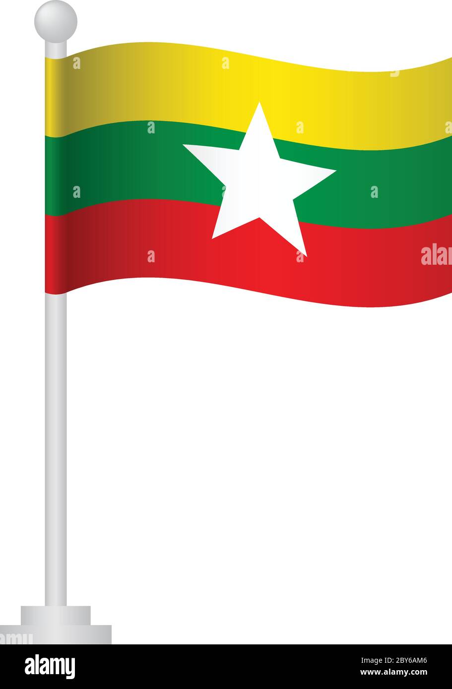 Burma flag. National flag of Burma on pole vector Stock Vector Image ...