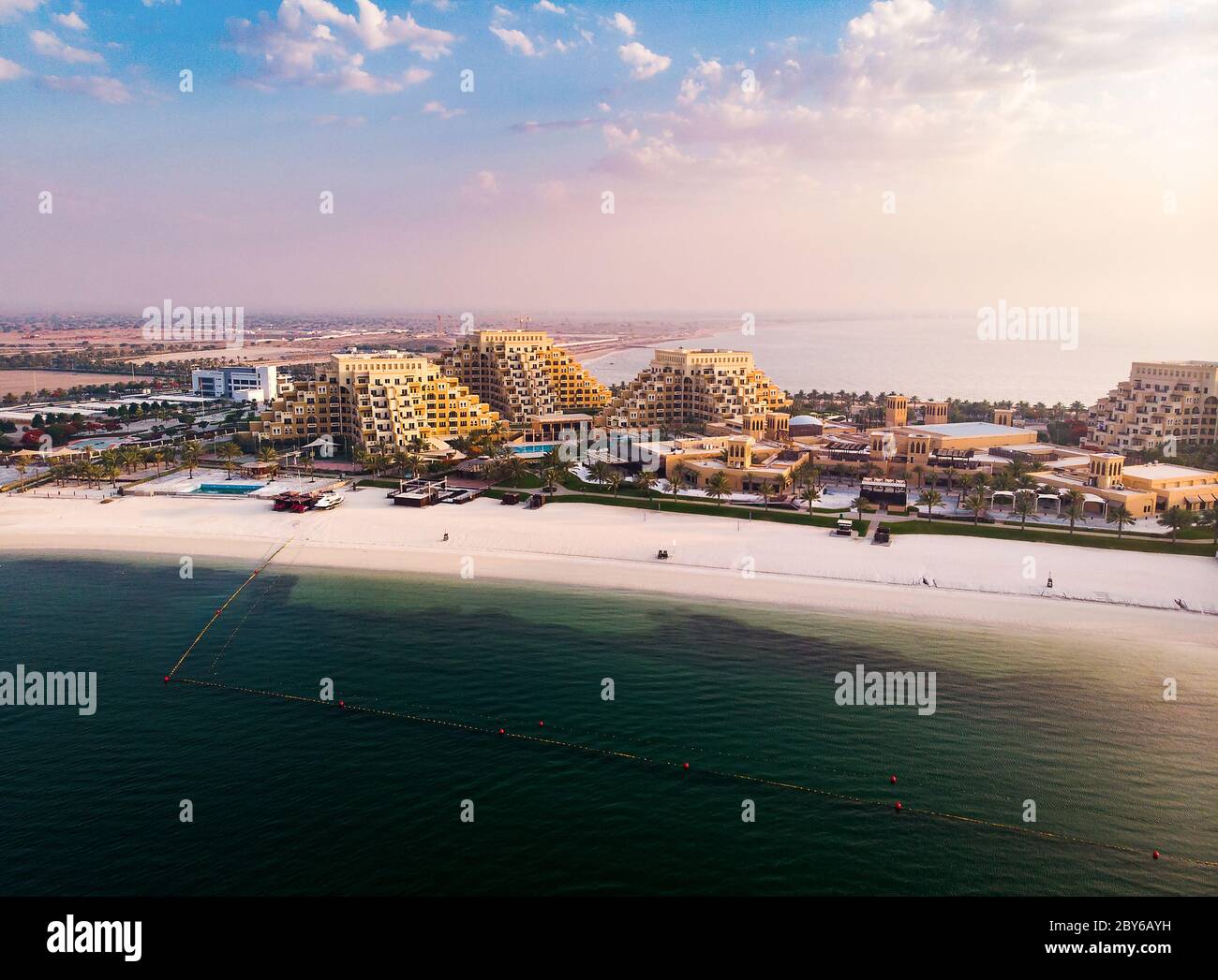 Marjan Island beach and waterfront in Ras al Khaimah emirate in the UAE ...