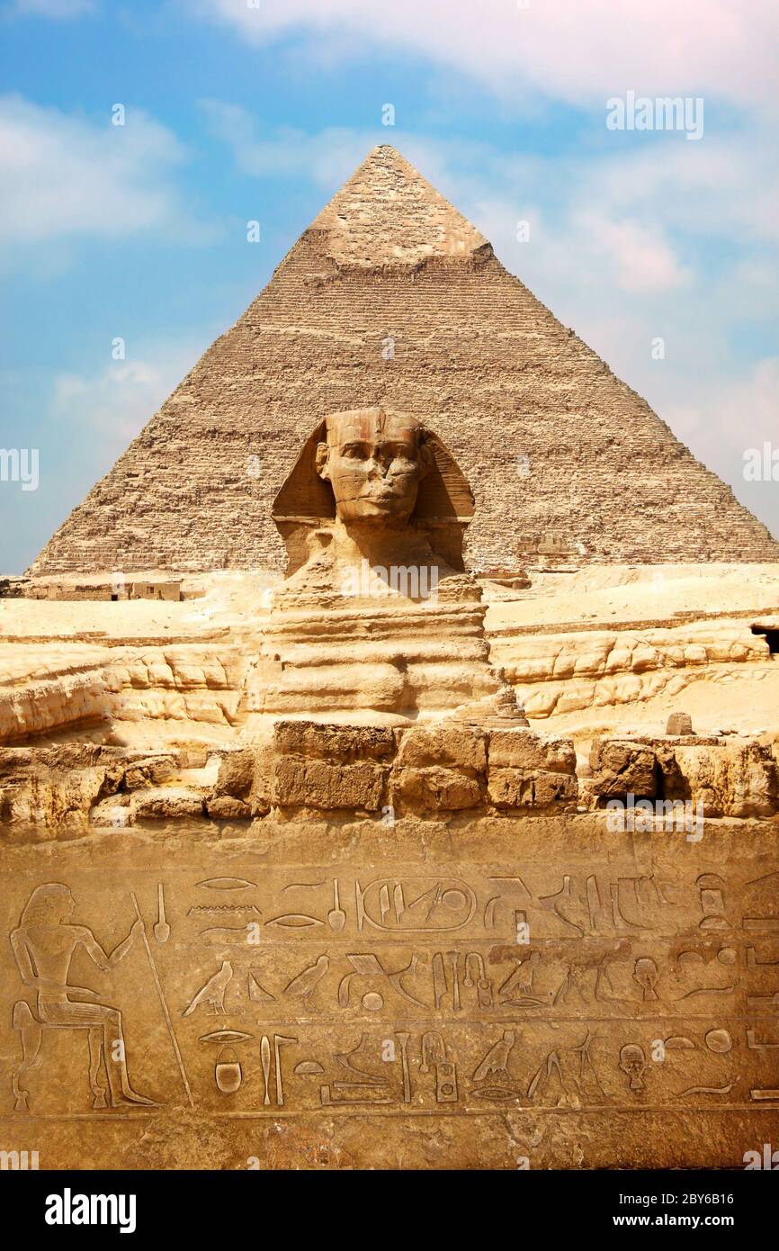 Sphinx and the Great Pyramid Stock Photo - Alamy