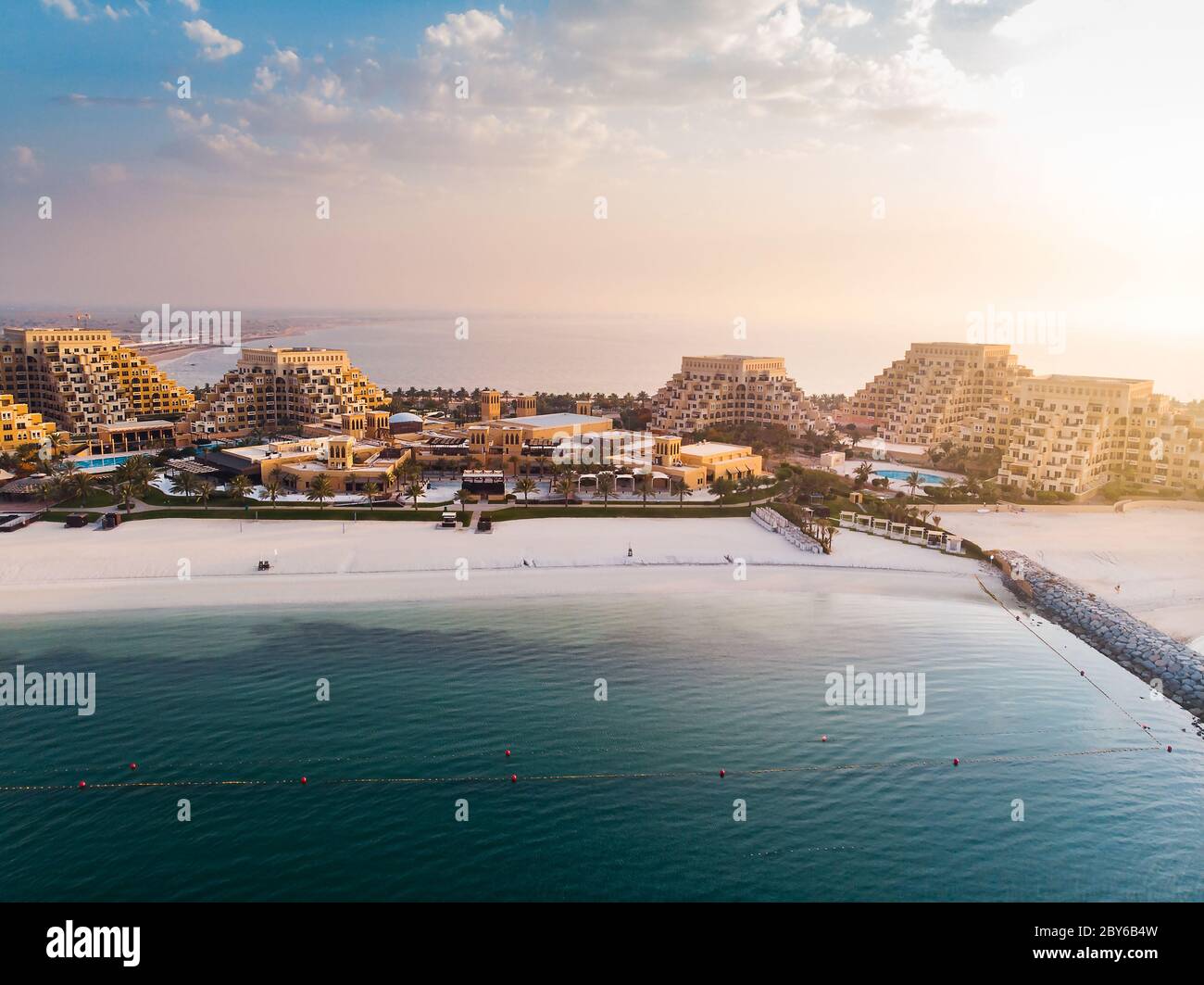 Marjan Island beach and waterfront in Ras al Khaimah emirate in the UAE ...