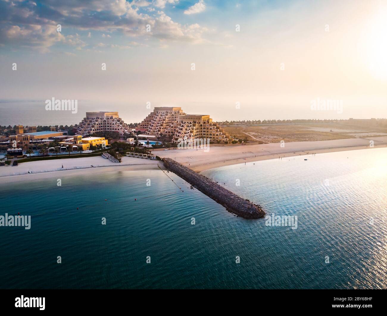 Marjan Island beach and waterfront in Ras al Khaimah emirate in the UAE ...