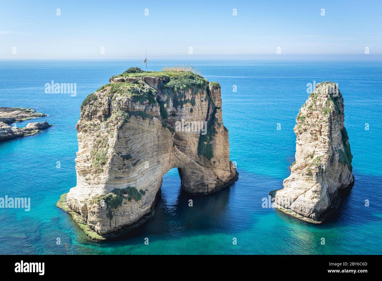 Pigeon Rock in Raouche area of Beirut, Lebanon Stock Photo - Alamy