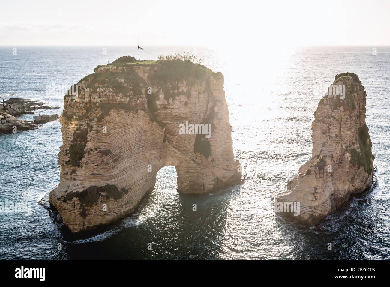 Pigeon Rock in Raouche area of Beirut, Lebanon Stock Photo - Alamy