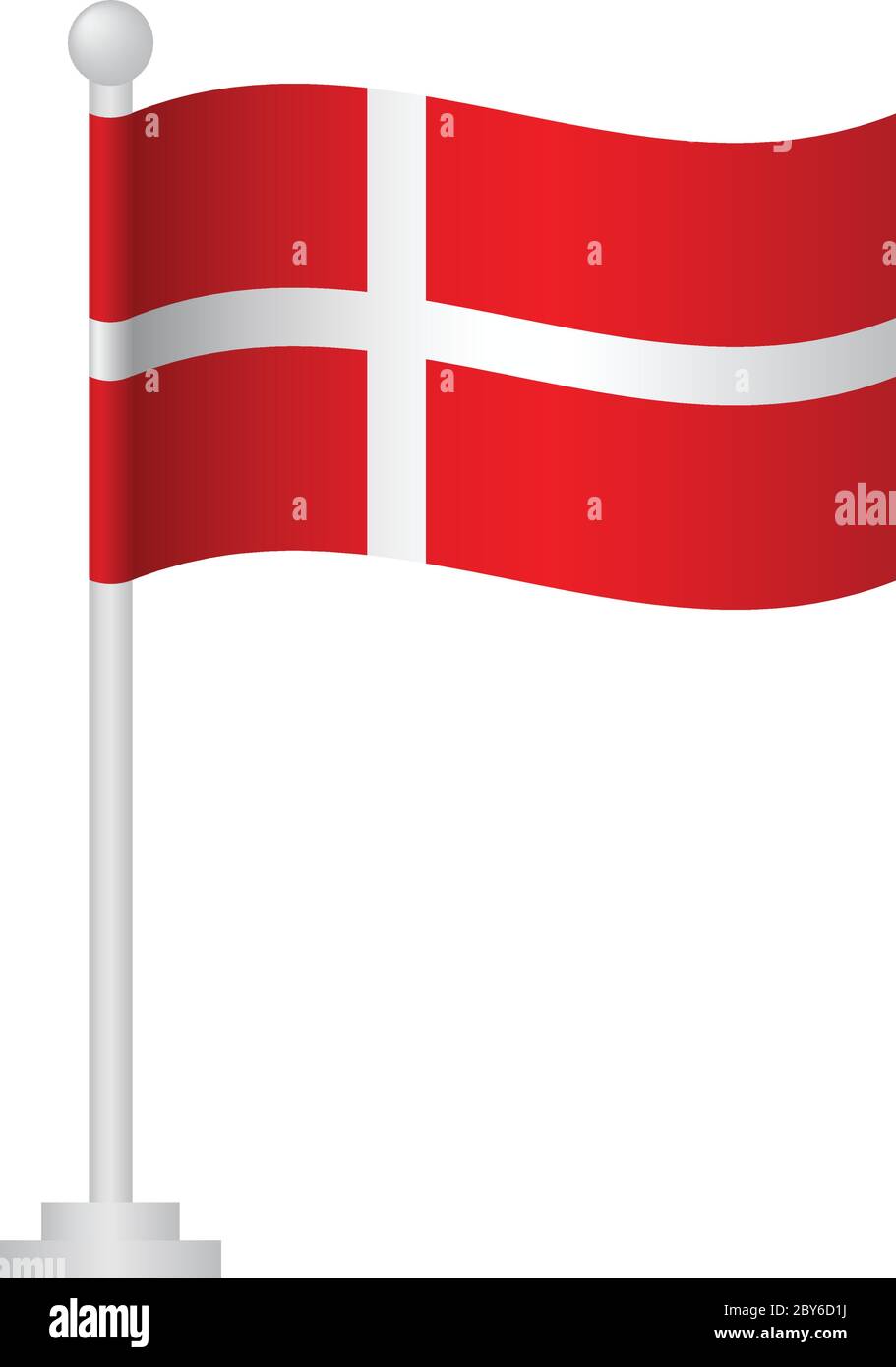 Denmark flag. National flag of Danish on pole vector Stock Vector Image ...