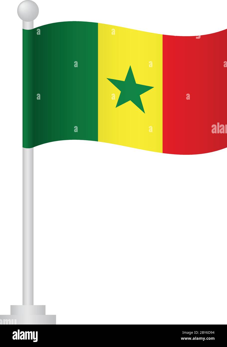 Senegal flag. National flag of Senegal on pole vector Stock Vector Image & Art - Alamy