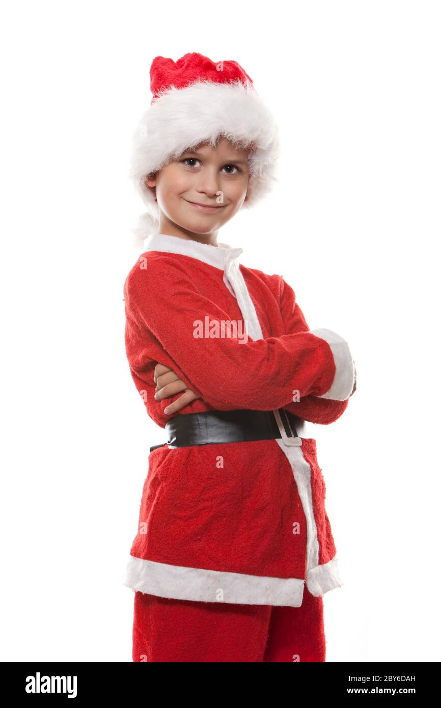 Boy dressed as Santa Claus Stock Photo - Alamy