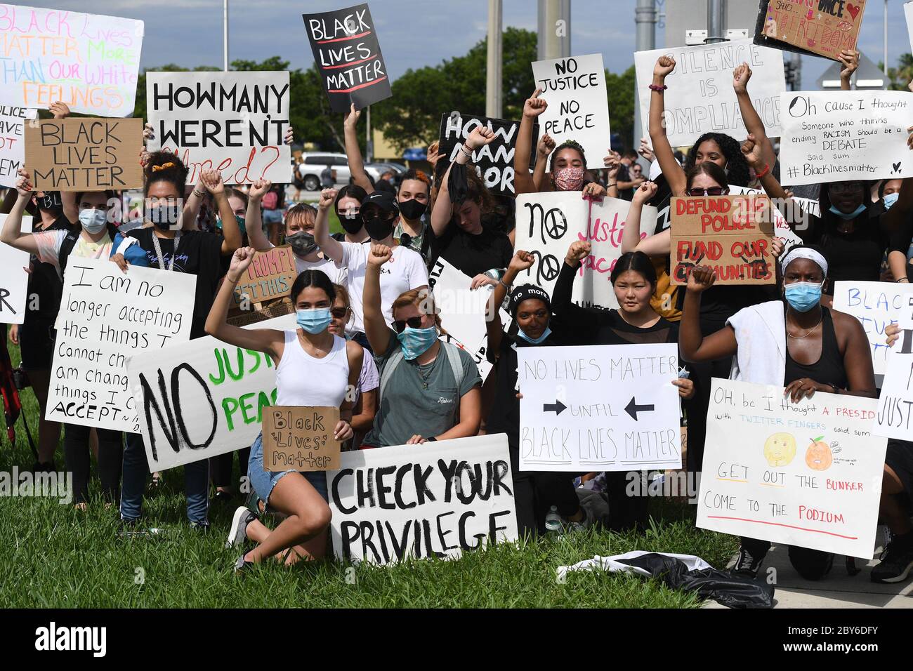 Boca Raton, FL, USA. 08th June, 2020. Protesters seen demonstrating ...