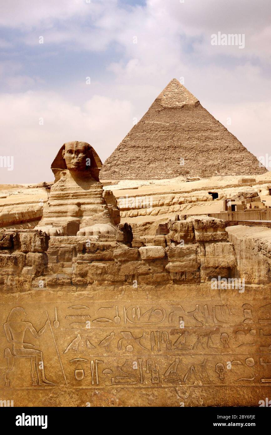 Sphinx and the Great Pyramid Stock Photo - Alamy