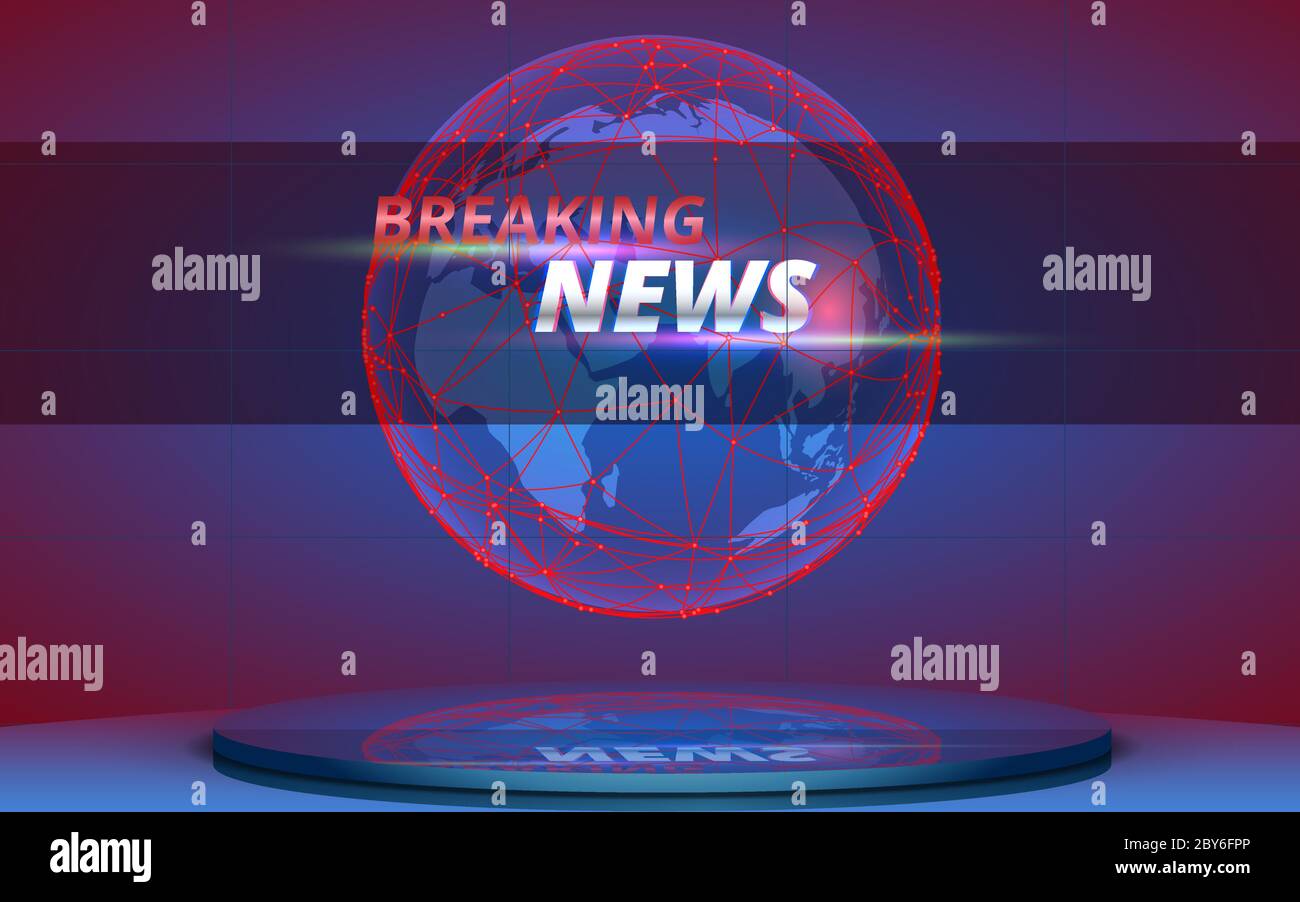 blue stand and breaking news and world network on lcd screen background ...