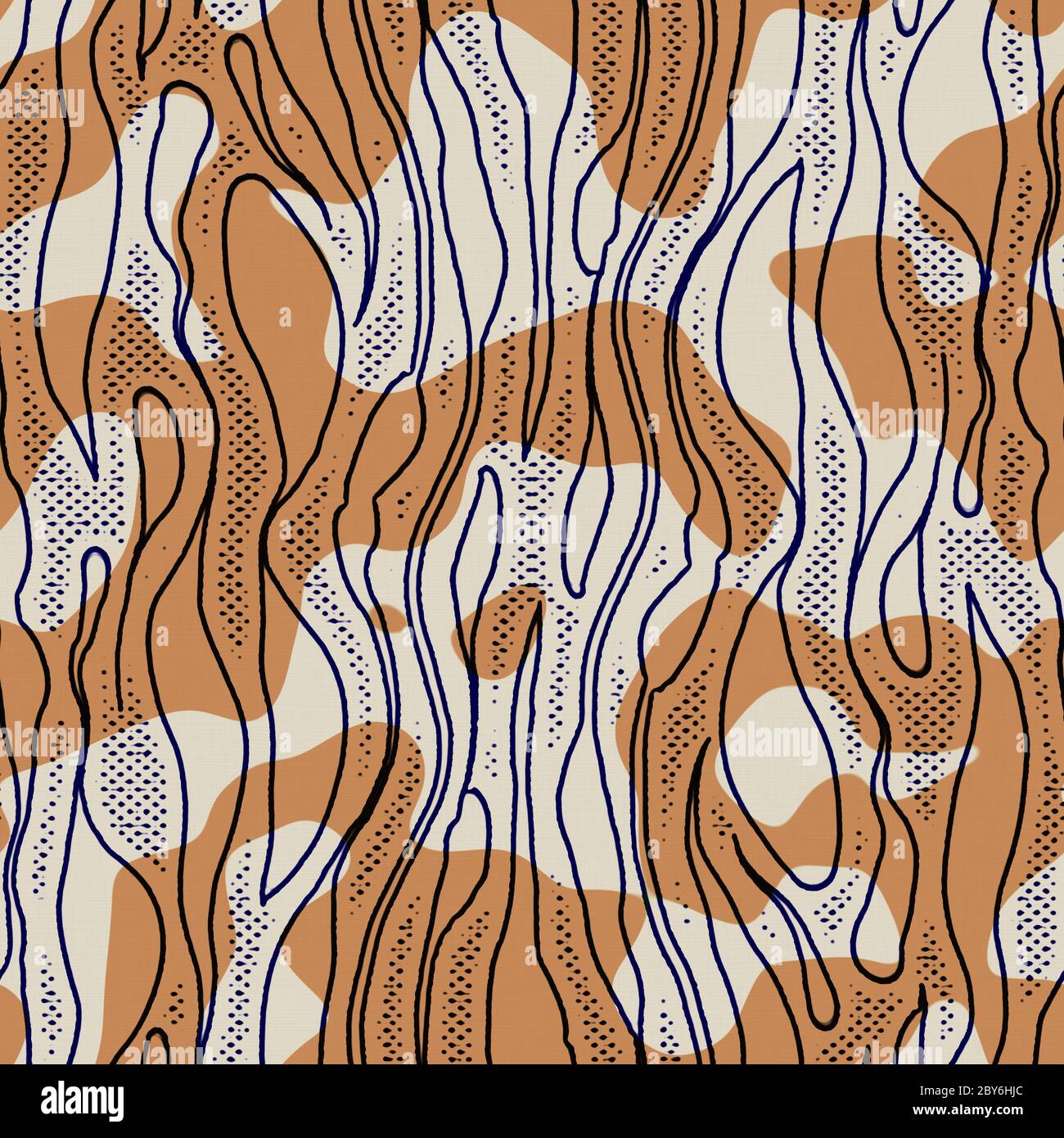 Seamless indigo dyed bandana texture. Blue orange stain woven cotton ...