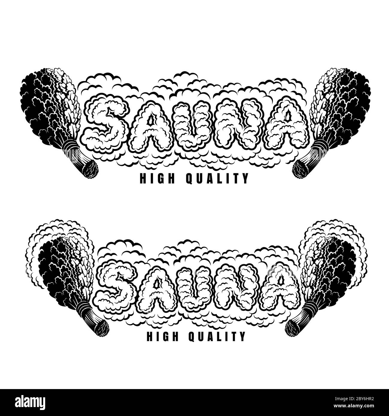 Lable for sauna, banya or bathhouse. Word sauna from steam between two ...