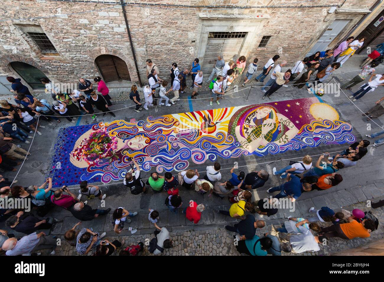 Infiorata in Spello, Umbria, Italy. Religious event that takes place on ...