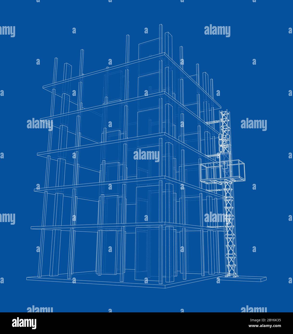 Building under construction with mast lifts Stock Vector Image & Art ...