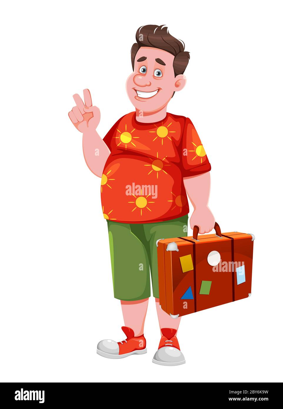 Happy smiling traveler. Cheerful tourist cartoon character. Vector ...