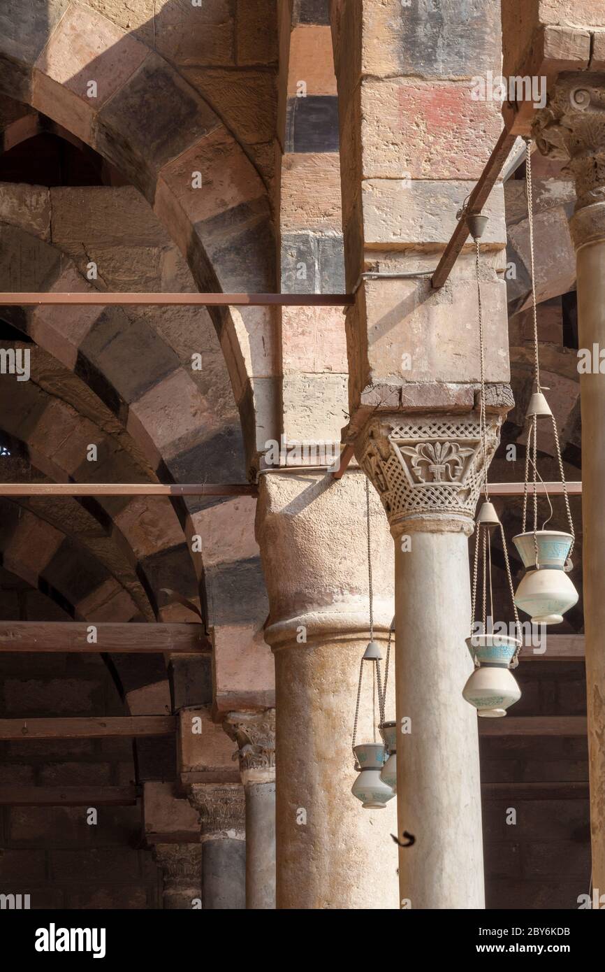 interior arcade, mosque of al-Nasir Muhammad, Cairo Citadel, Egypt ...