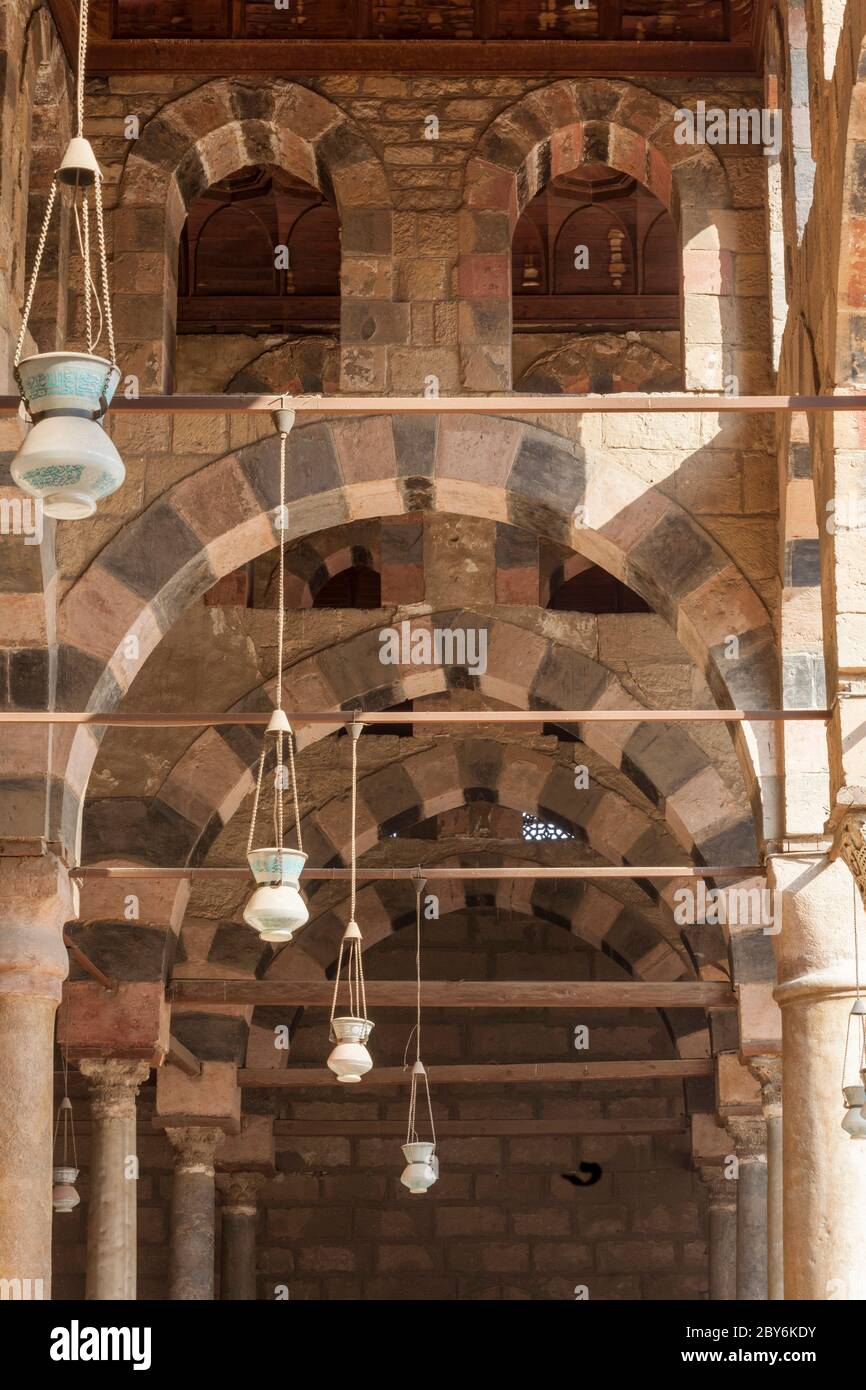 interior arcade, mosque of al-Nasir Muhammad, Cairo Citadel, Egypt ...