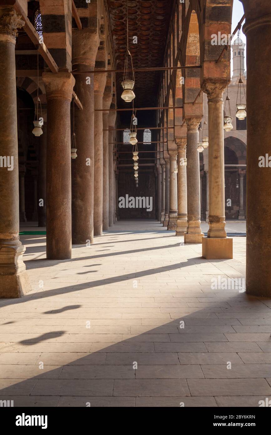 interior arcade, mosque of al-Nasir Muhammad, Cairo Citadel, Egypt ...