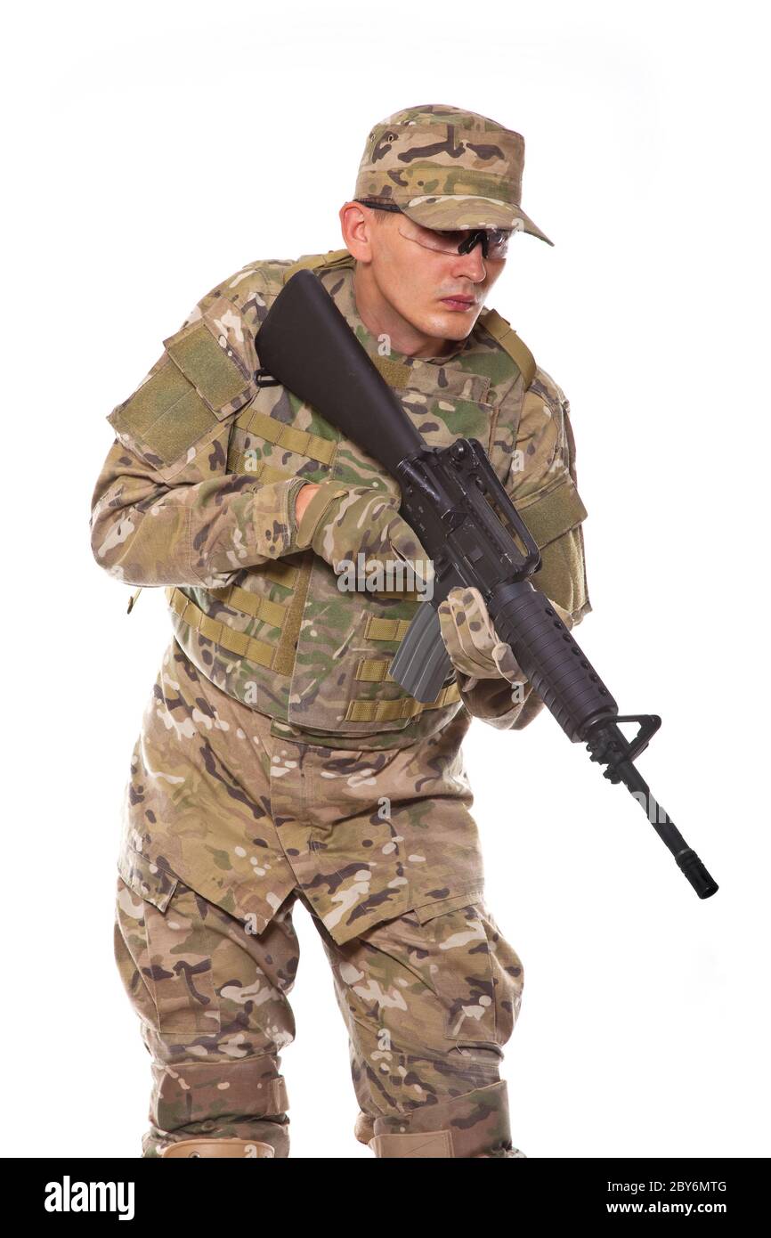 Soldier with rifle Stock Photo - Alamy