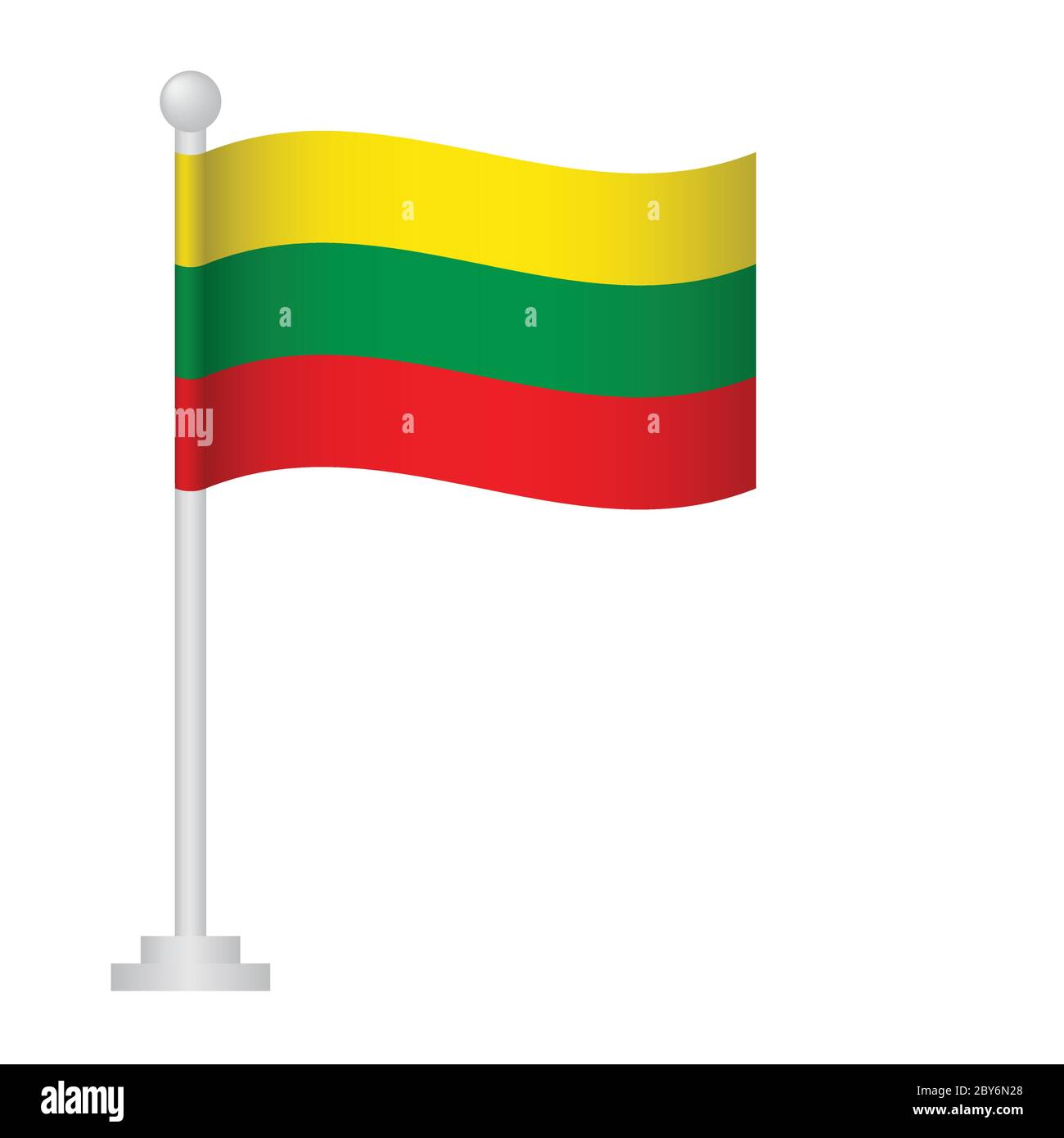 Lithuania flag. National flag of Lithuania on pole vector Stock Vector ...