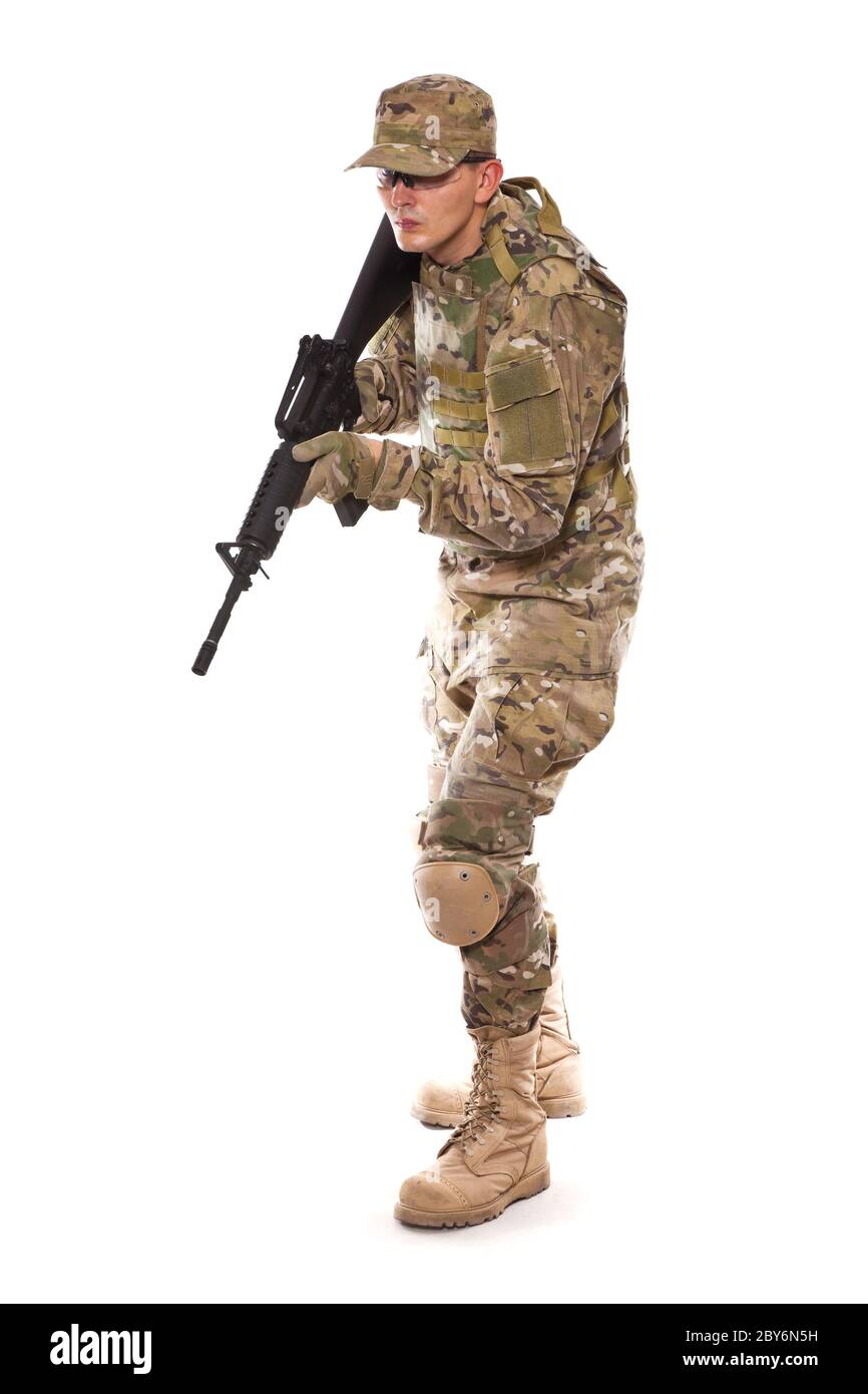 Soldier with rifle Stock Photo - Alamy