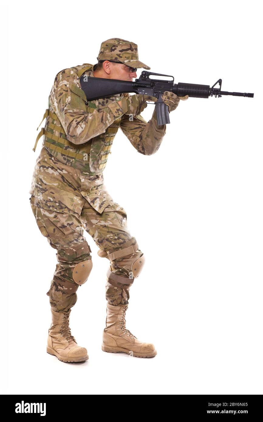 Soldier with rifle Stock Photo - Alamy