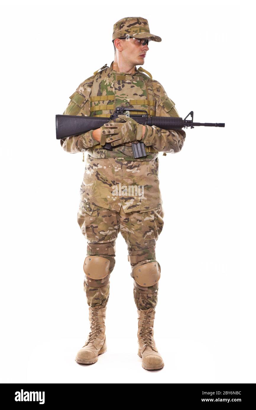 Soldier with rifle Stock Photo - Alamy