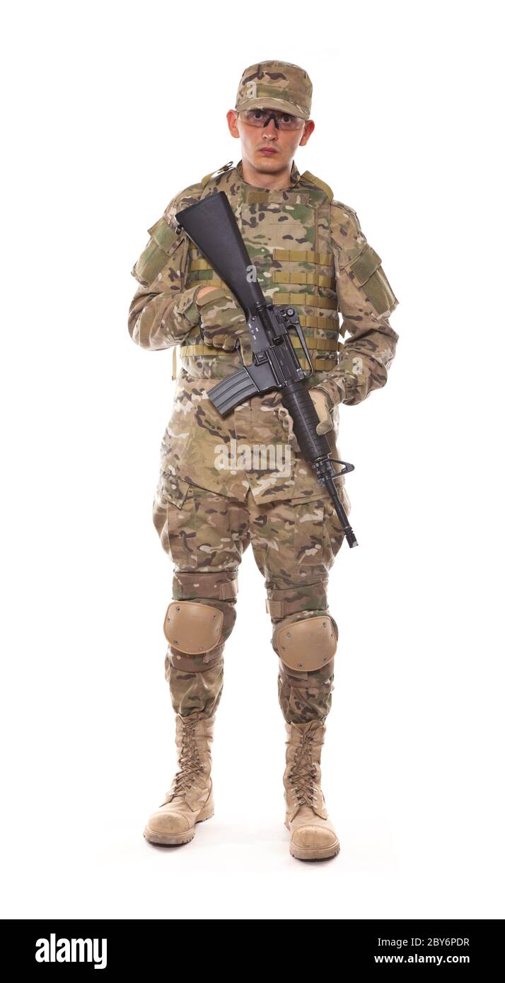 Soldier with rifle Stock Photo - Alamy