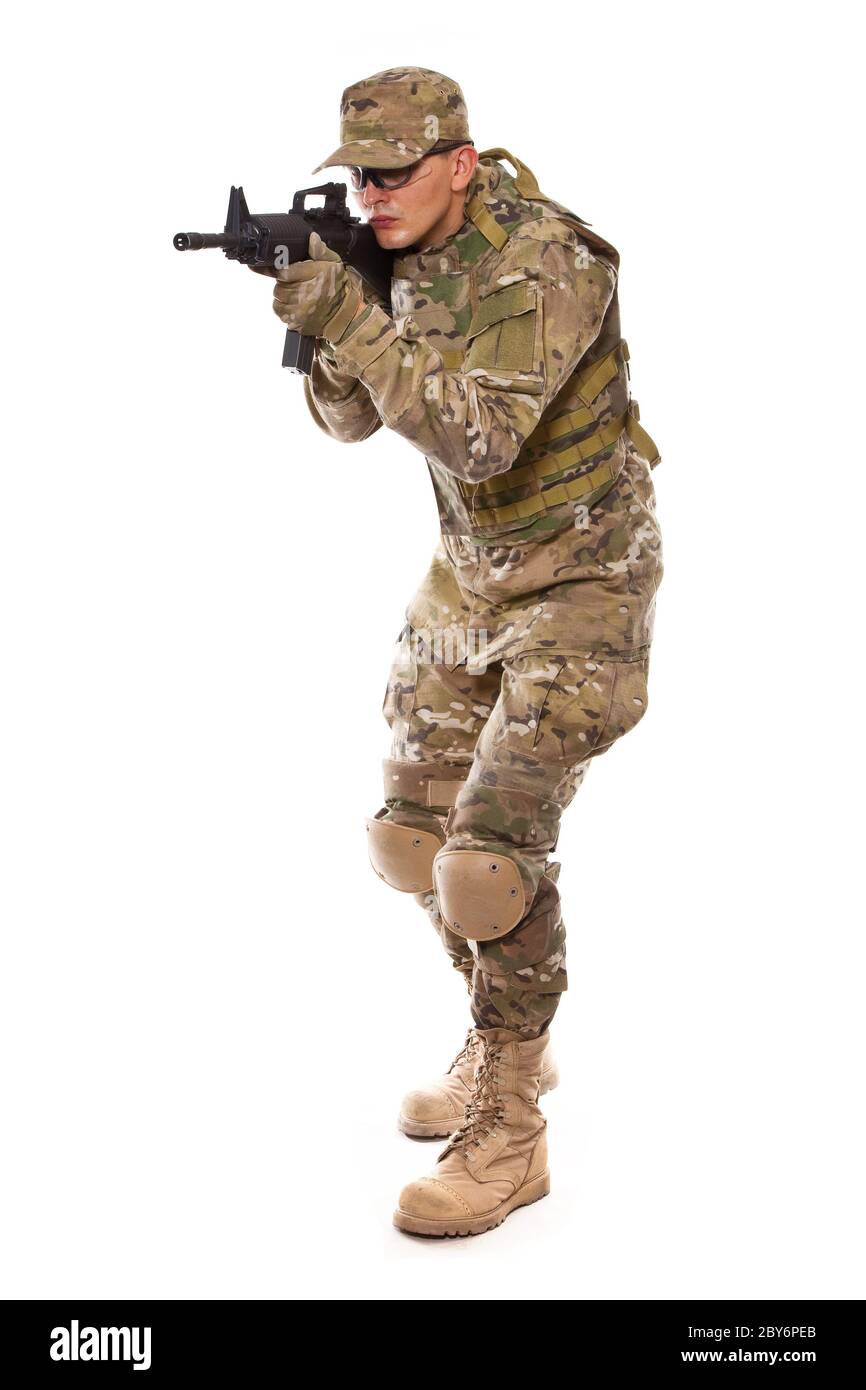Soldier with rifle Stock Photo - Alamy