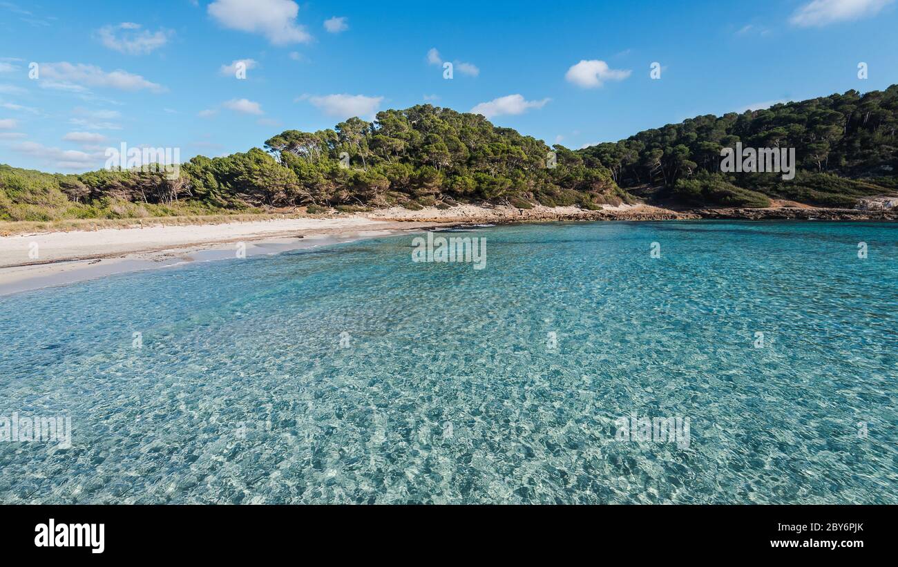 abandoned paradise beaches during spring and summer in Menorca, a ...