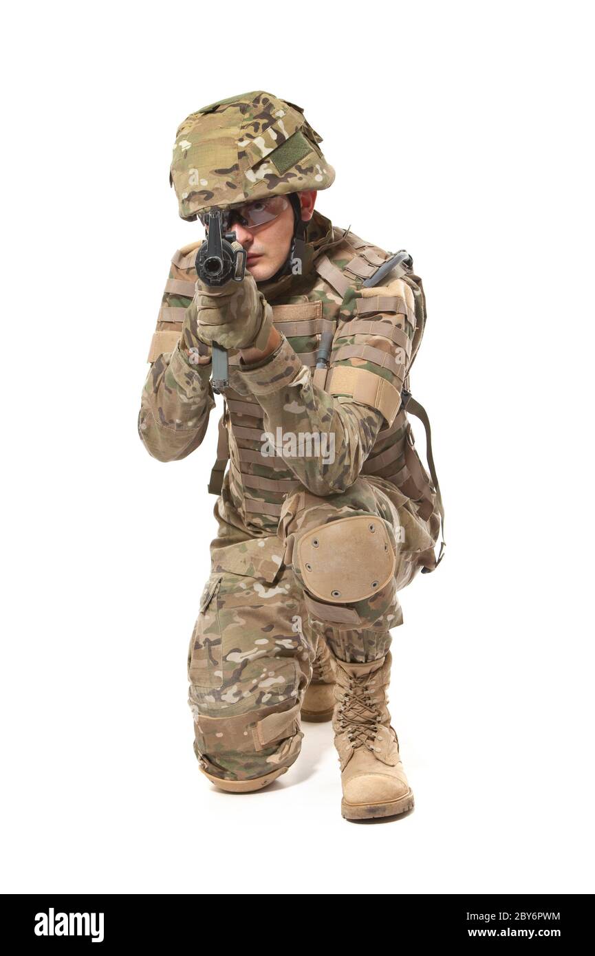 Modern soldier with rifle Stock Photo - Alamy