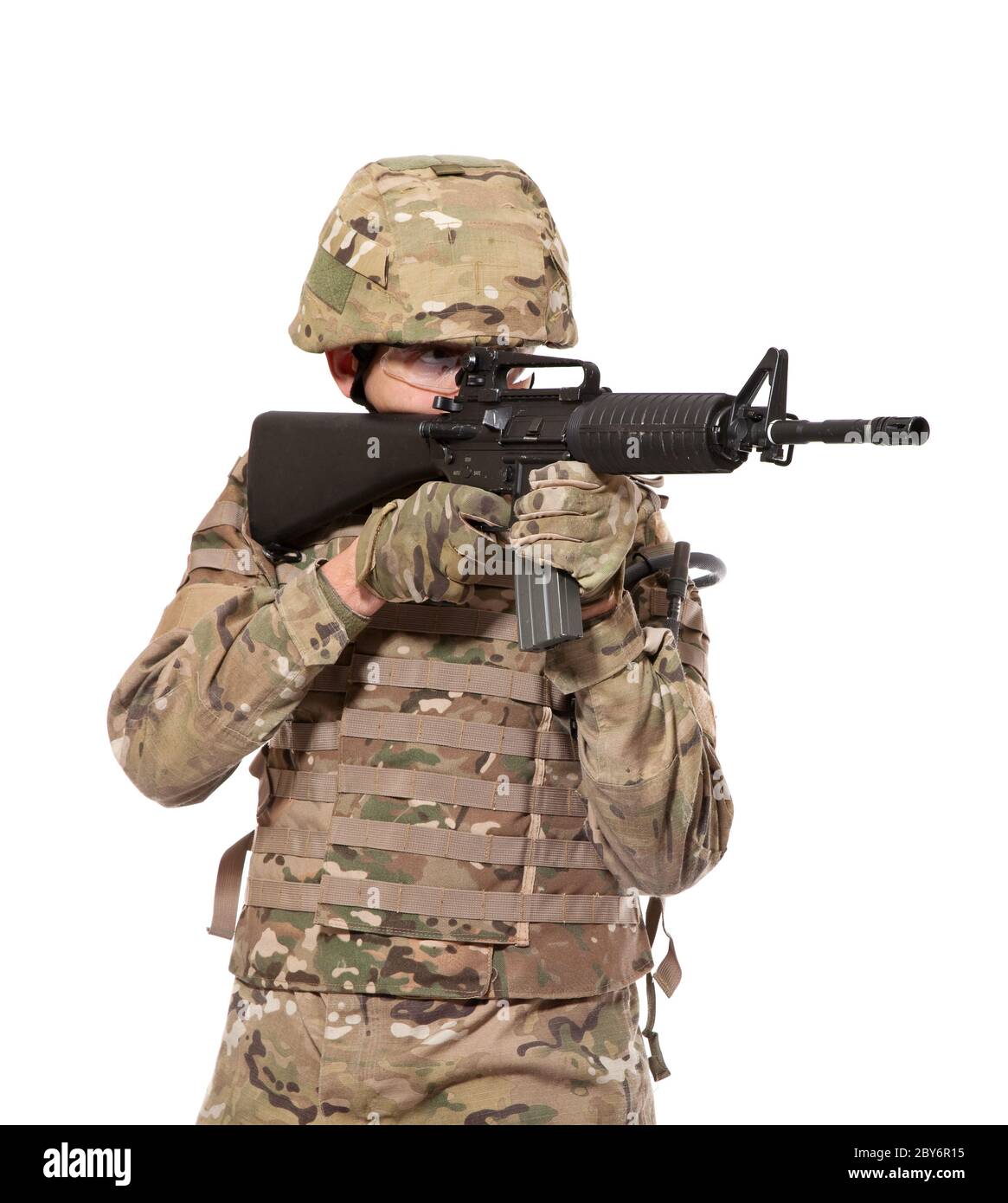 Modern soldier with rifle Stock Photo - Alamy
