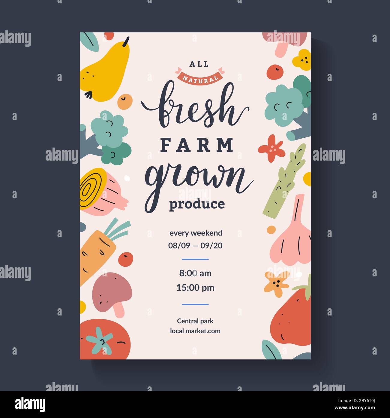 Farmers market lettering poster, calligraphy placard for agricultural ...