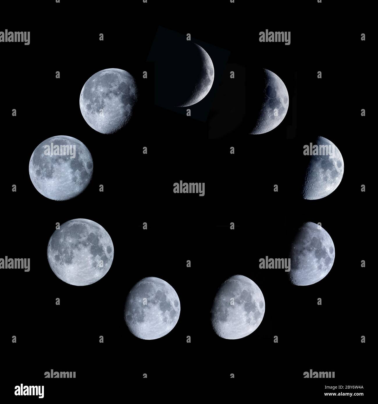 Phases of the Moon presented as circular sequence Stock Photo - Alamy