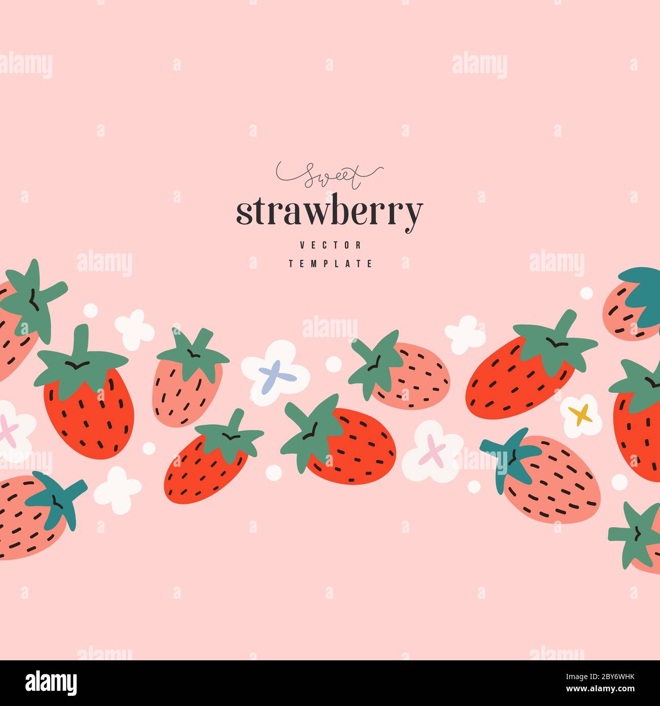 Strawberry card template, modern elegant design with blank space for ...