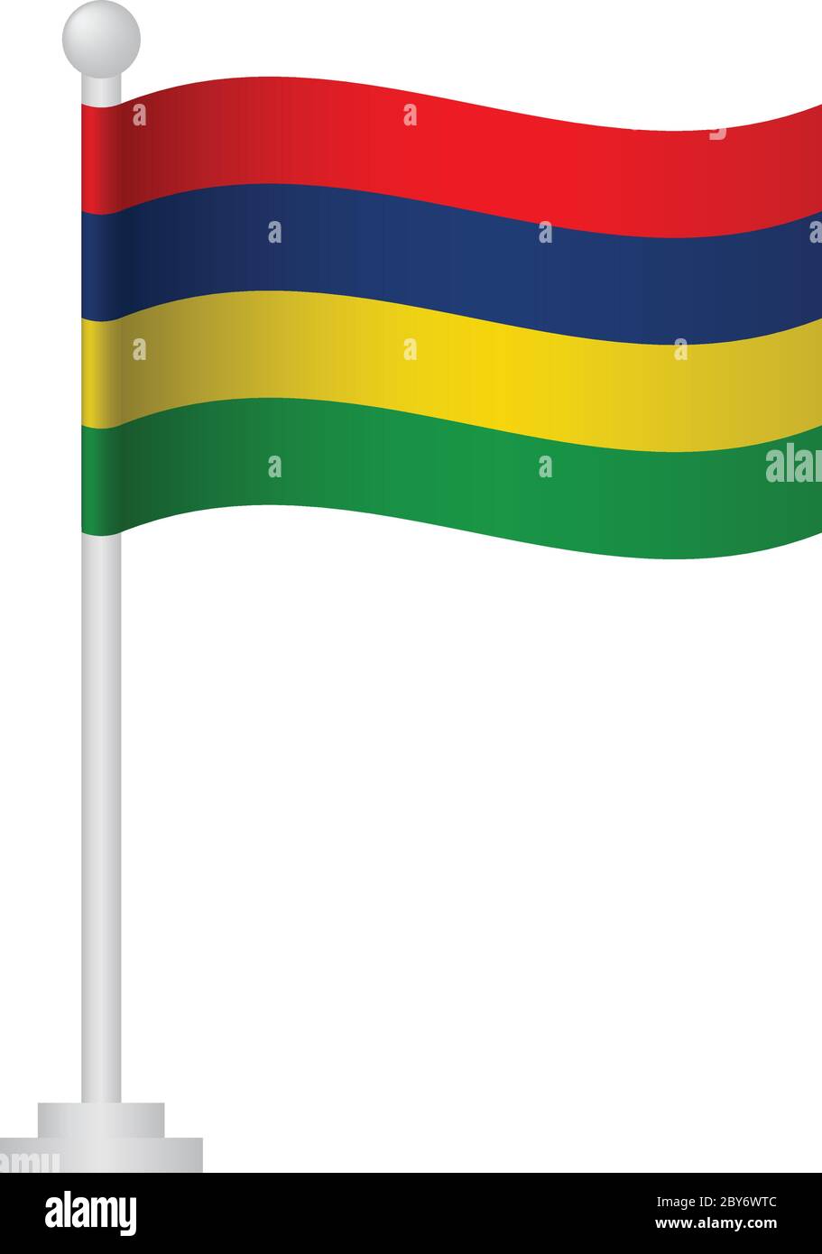 Mauritius flag. National flag of Mauritius on pole vector Stock Vector ...