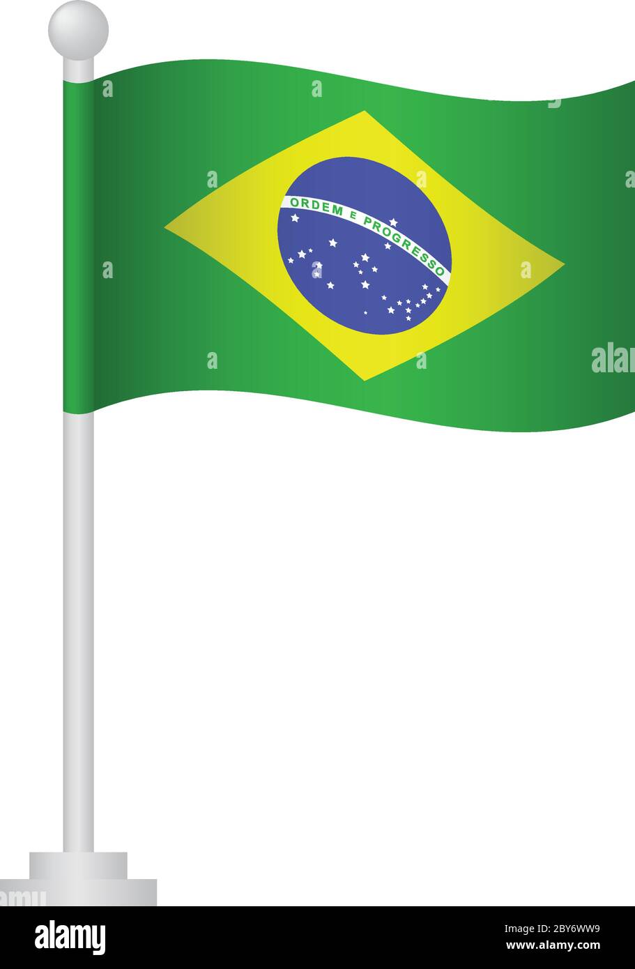 Brazil flag. National flag of Brazil on pole vector Stock Vector Image ...