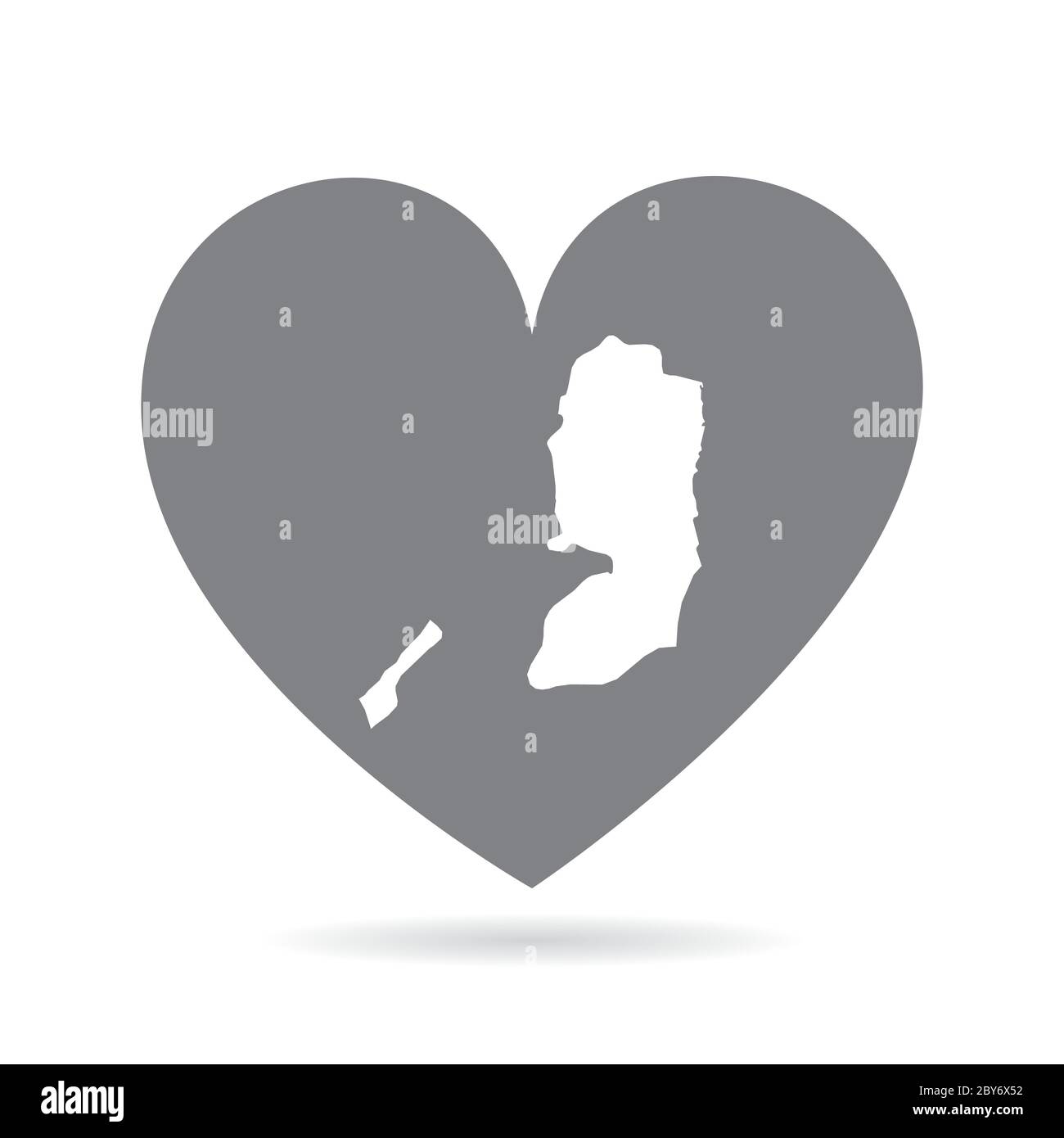 Palestine country map inside a grey love heart. National pride Stock ...