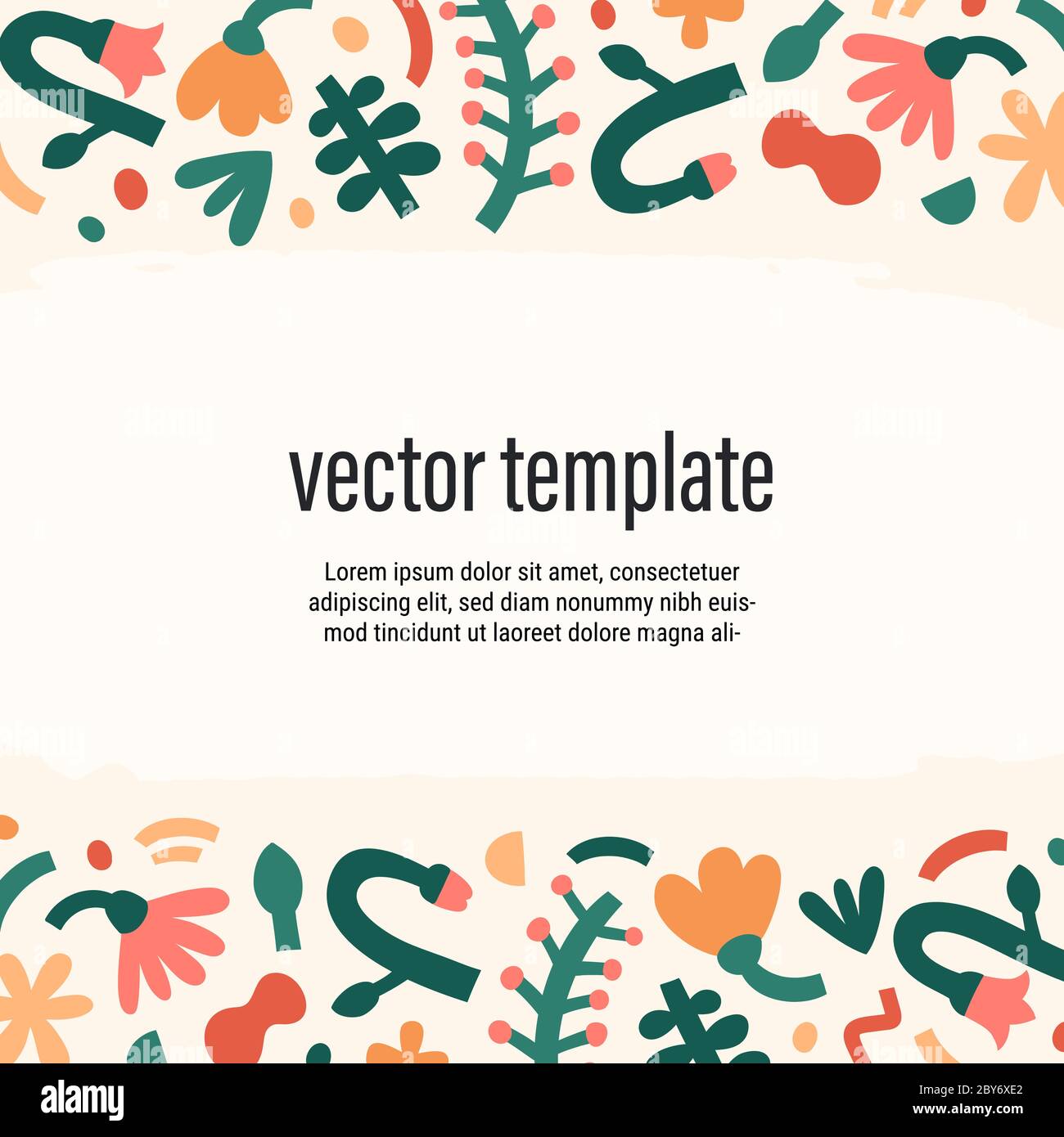 Contemporary abstraction, modern floral border template for banner or ...