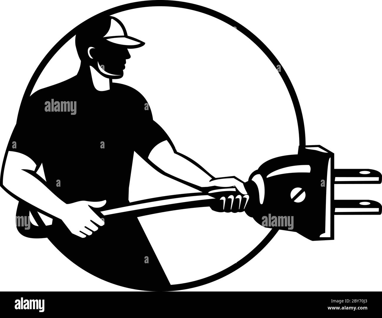 Illustration of a electrician, electrical mechanic or handyman carrying ...