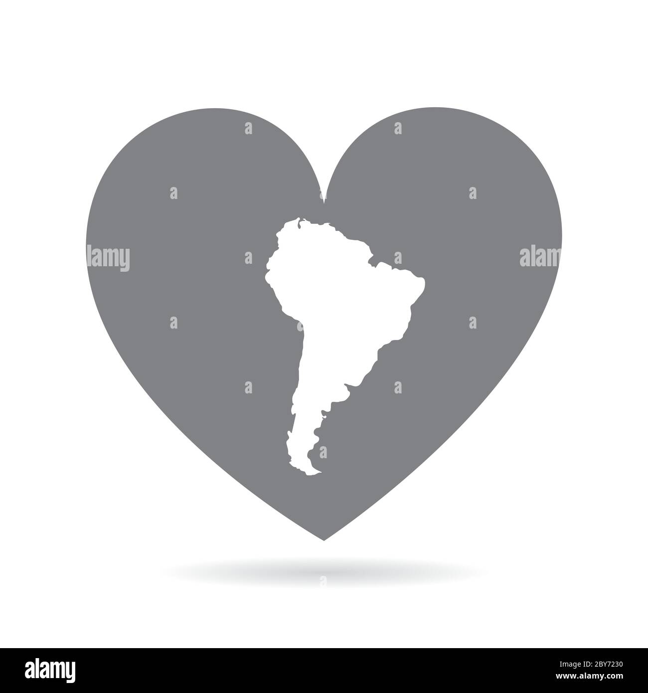 South America country map inside a grey love heart. National pride ...