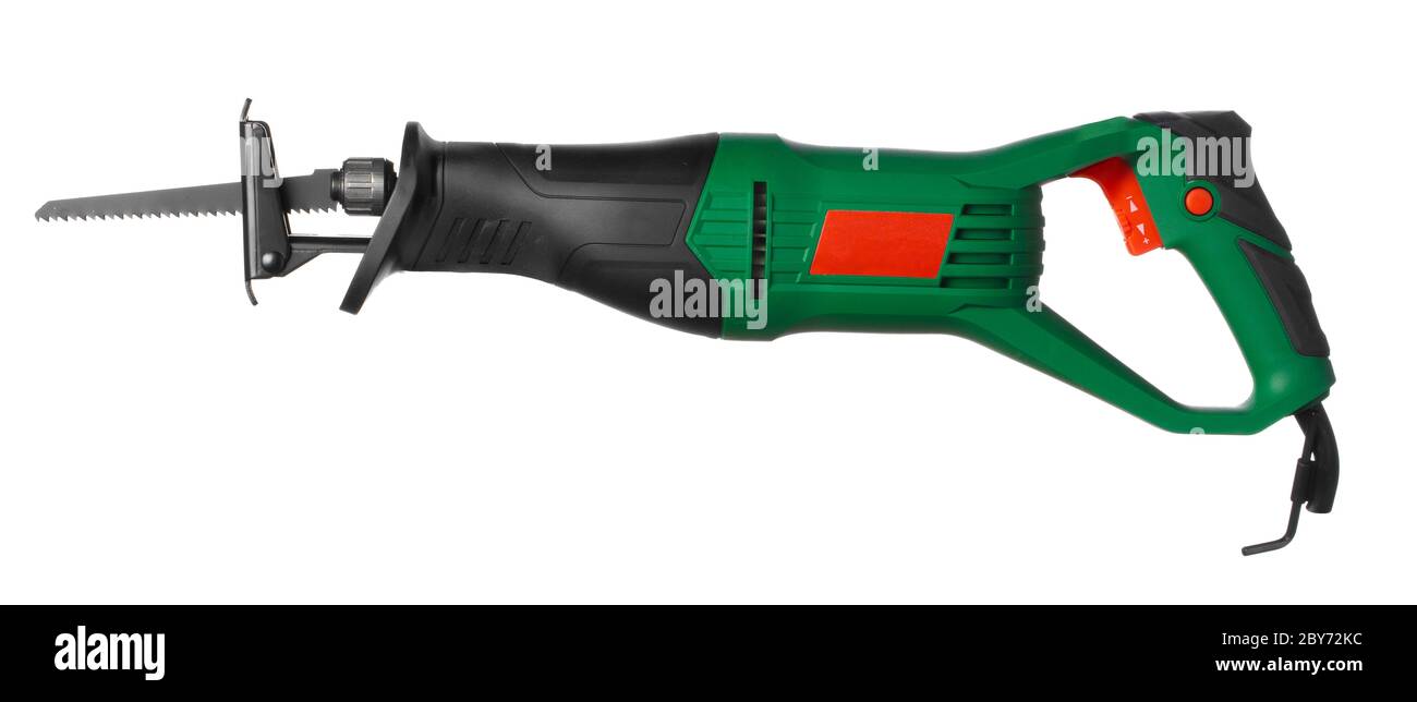 Electric jig saw machine isolated on white Stock Photo - Alamy