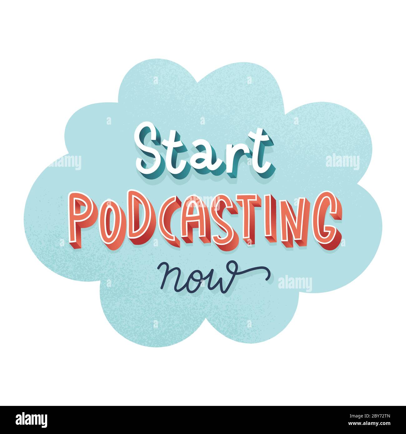 Start podcasting lettering banner with handwritten typography for ...