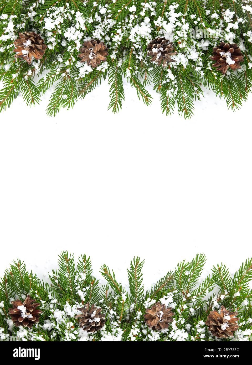 Christmas framework with snow and cones Stock Photo - Alamy