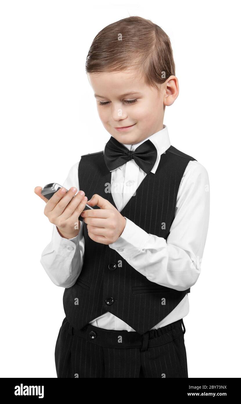 Boy holding a cellphone Stock Photo - Alamy