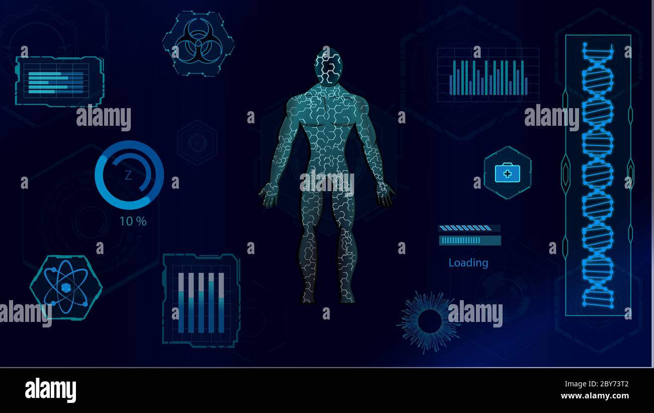 16:9 hud interface,futurastic human body,hud biology elelemt,Display ...
